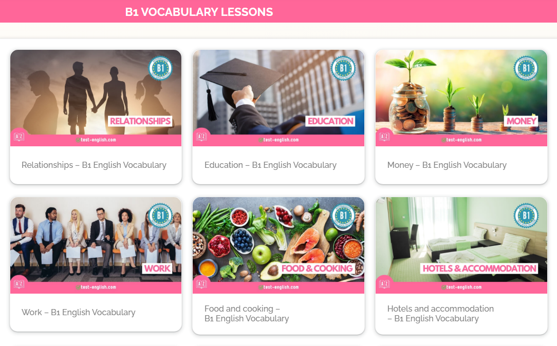 B1 VOCABULARY LESSONS – Active Learning Language Centered